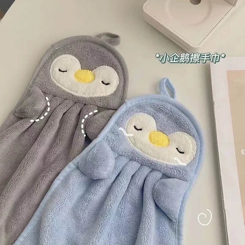Детское полотенце из бархатной ткани с пингвином grey Penguin