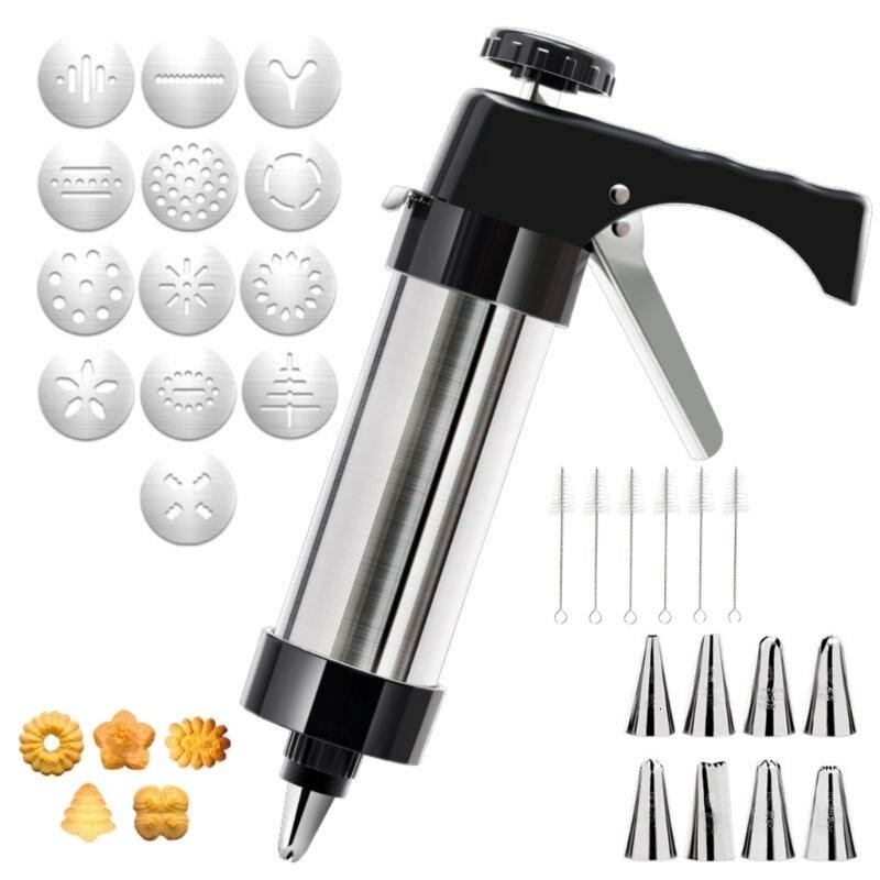 Набор для декорирования печенья с 13 формами и 8 насадками, Черный