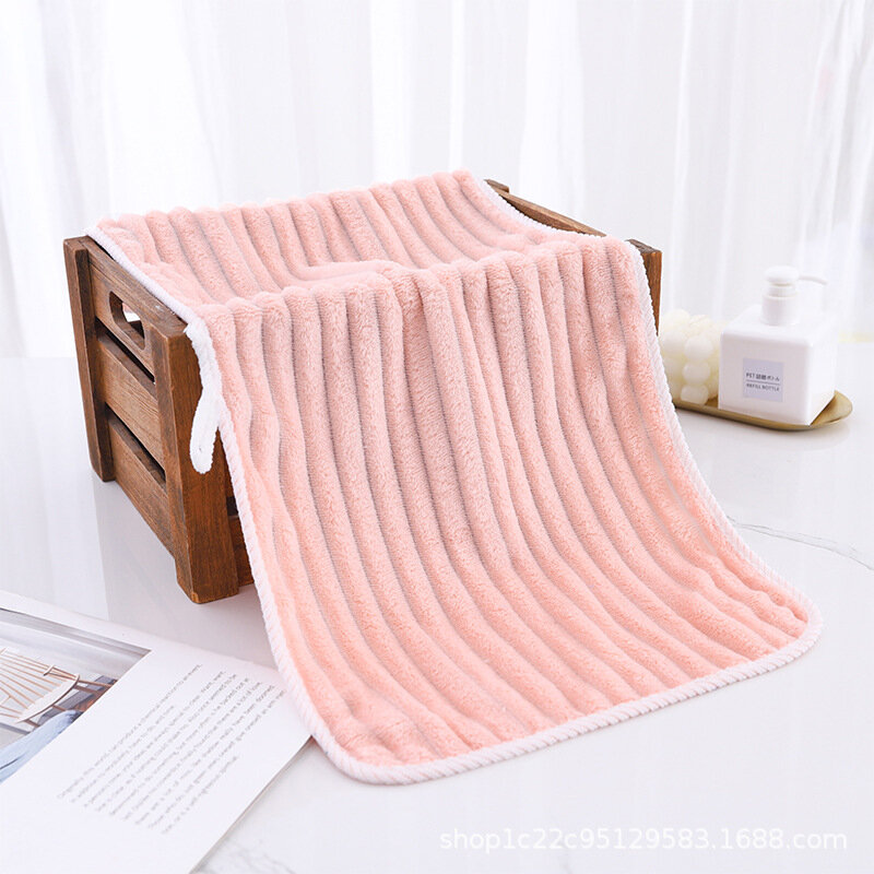 Полотенце для лица из кораллового велюра с отделкой, мягкое, быстросохнущее, впитывающее, для дома, отеля и