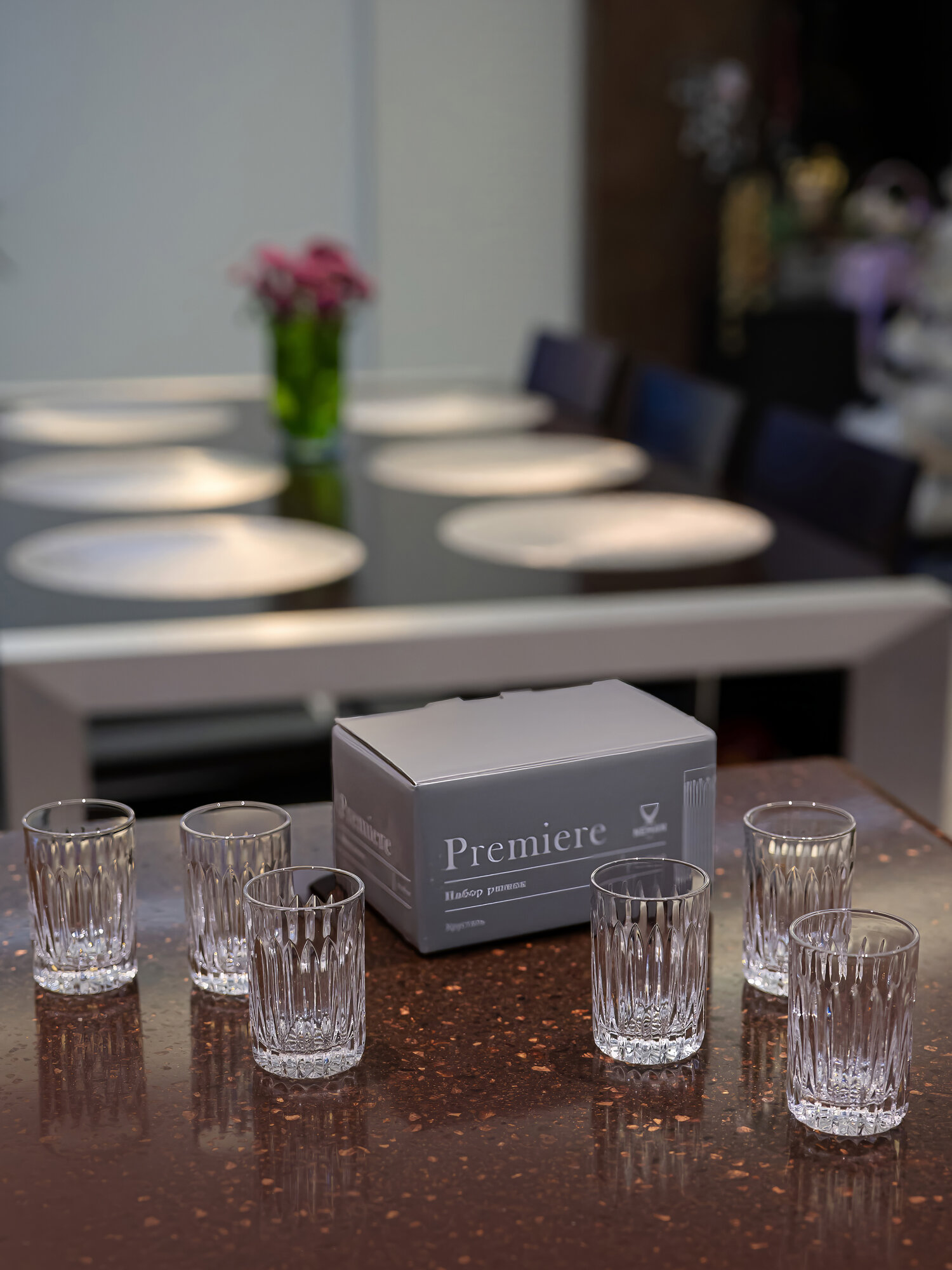 Хрустальные стопки для водки и крепких напитков 40 мл. набор 6 шт. Неман Премьер 900/264, 5107/40гр