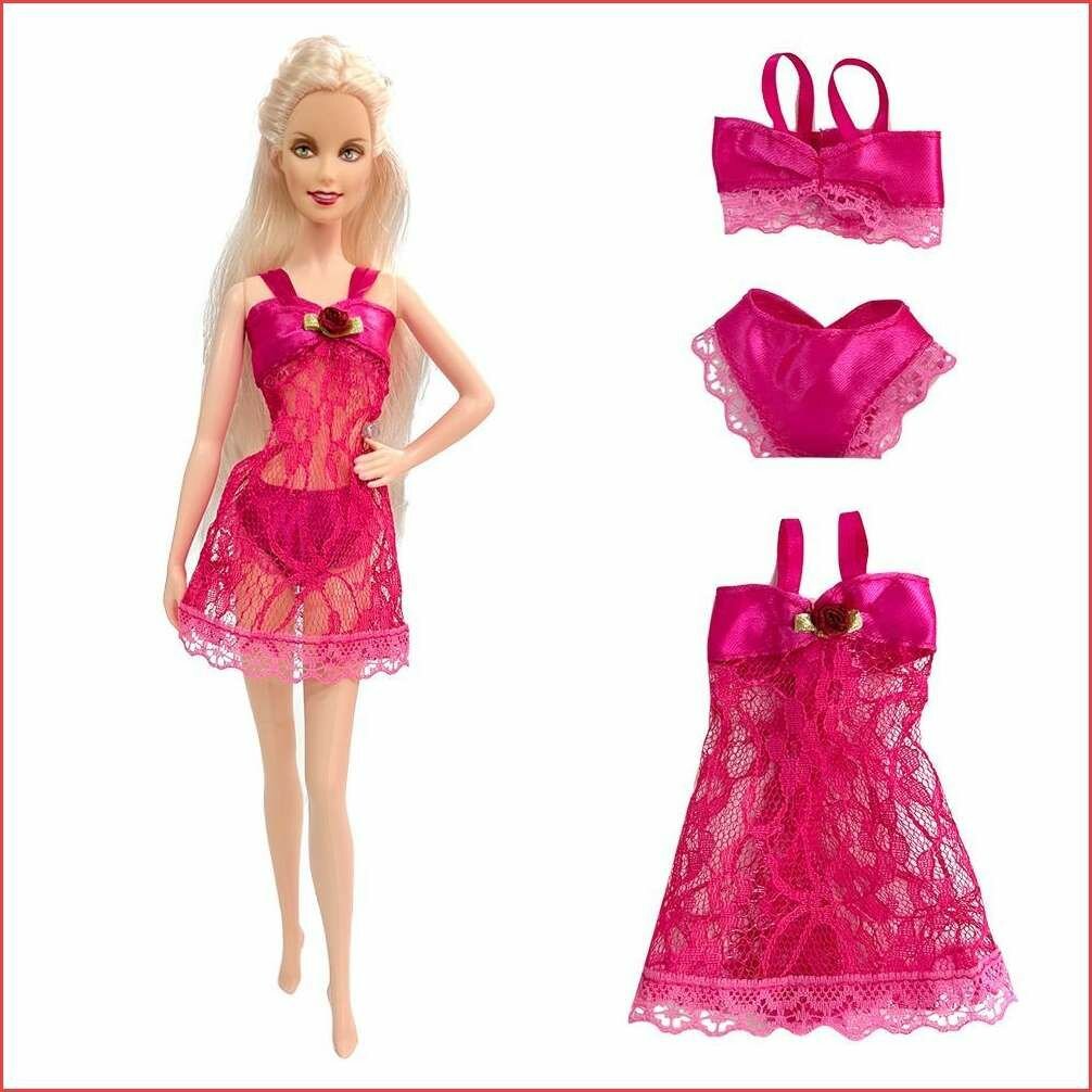 Розовое пижамное белье для куклы Барби463