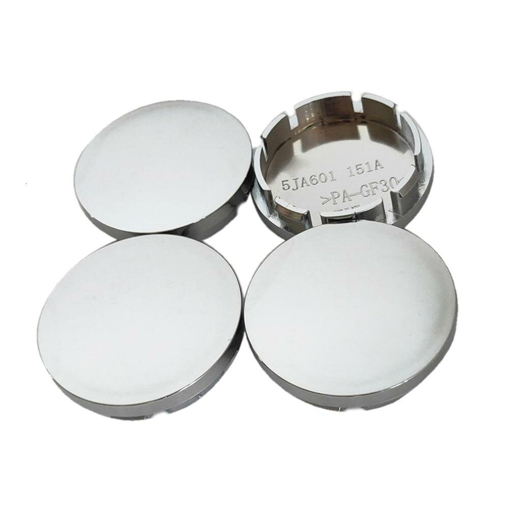 Крышки центральных колпачков колес 56 мм, 4 шт, черные/серебристые, Серебро