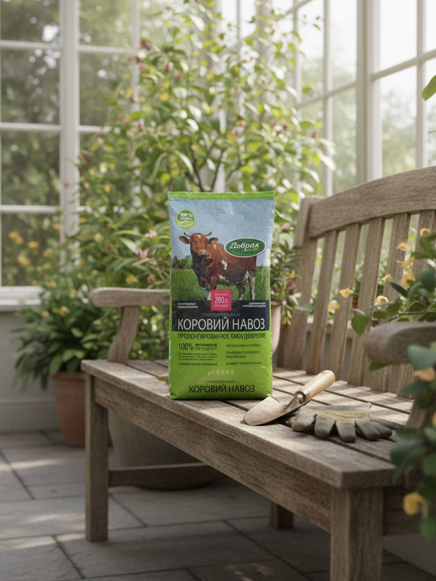 Удобрение Коровий навоз Добрая сила, гранулированное органическое для овощей, цветов и рассады, 2 кг