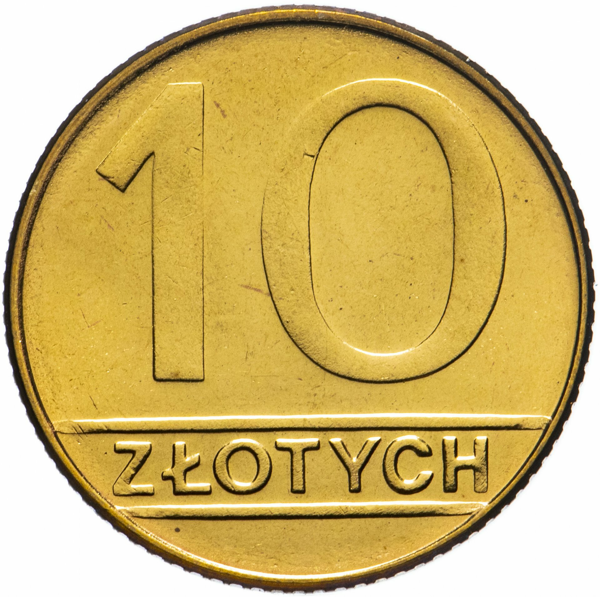 Польша 10 злотых zlotych 1990, Латунь, в сохранности UNC