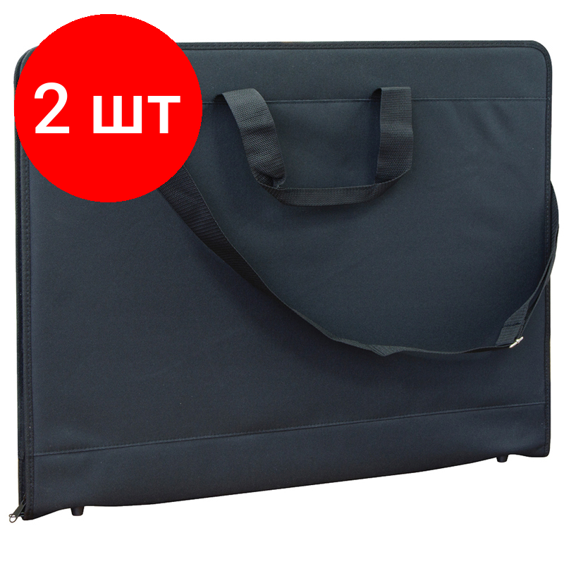 Комплект 2 шт, Папка художника А2 ArtSpace, черный, ткань, на молнии