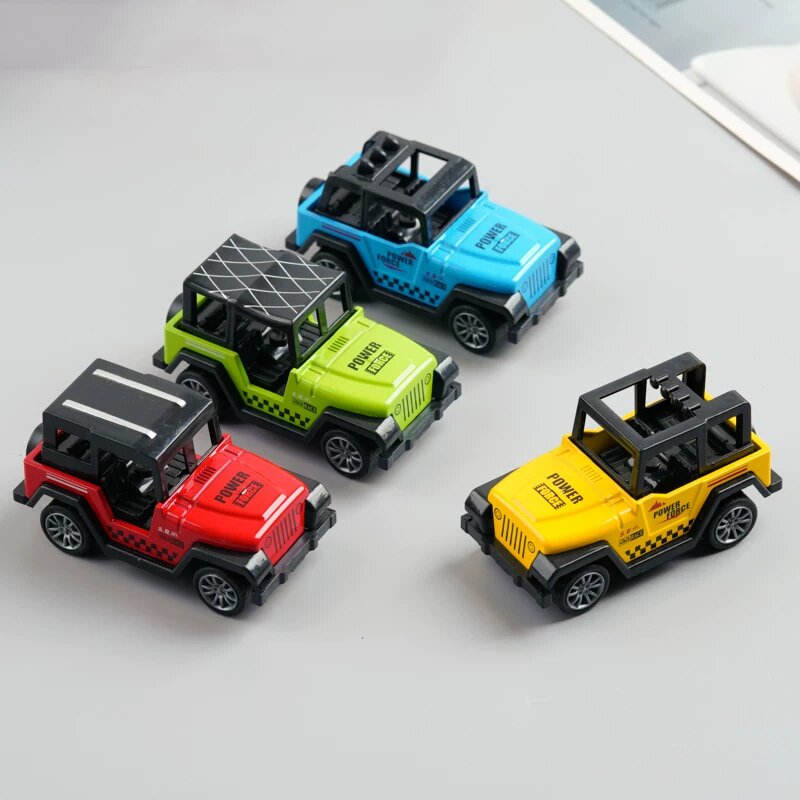 Набор цветных Jeep машинок-моделей с красным, синим, желтым, зеленым - 4 шт. для школьных мероприятий
