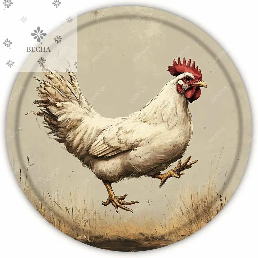 Круглый тин-сайн "Куриный сарай", фермхаус-стиль, 20см