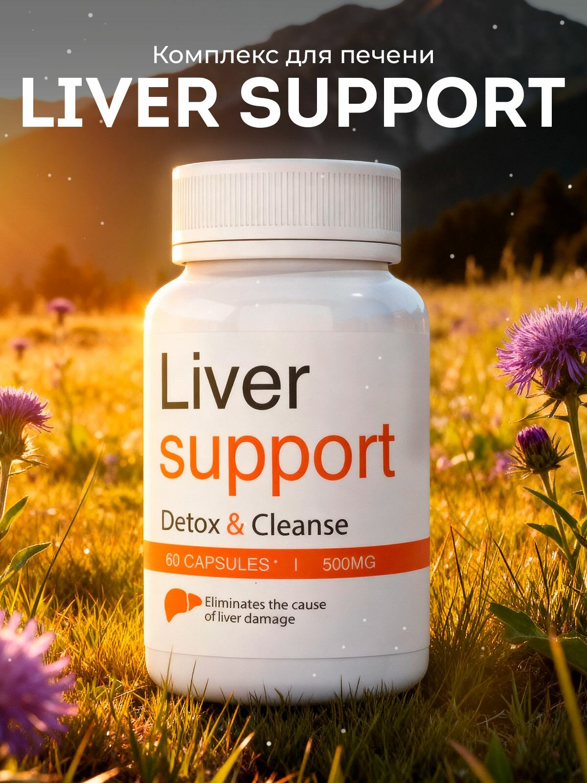 Пищевая добавка на растительной основе Liver Support, натуральный состав, 60 капсул