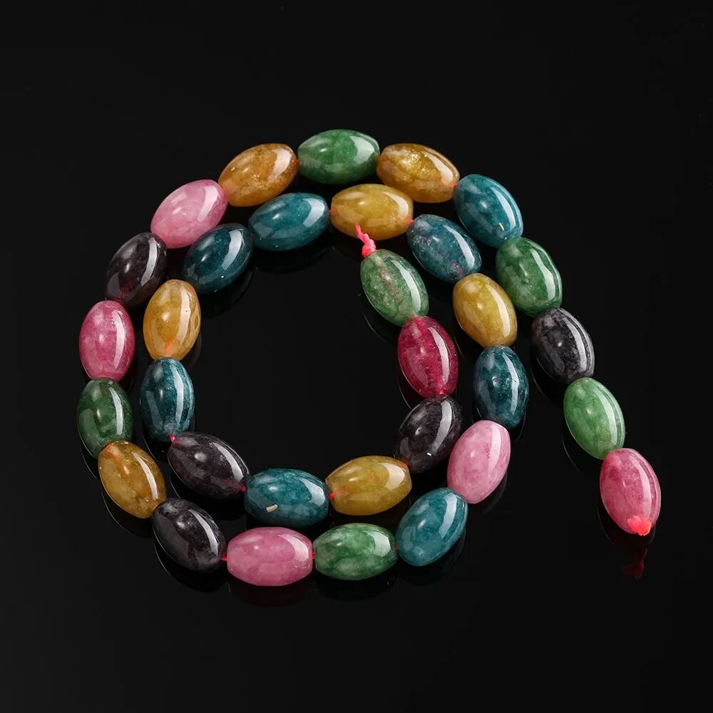 Турмалинов 8*12 мм, Бусины из натуральных камней , бусины на нитке (около 32 шт)