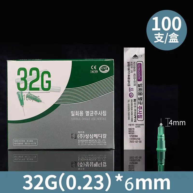 Стерильные иглы для инъекций Korea 30G32G 32G6mm100pcs