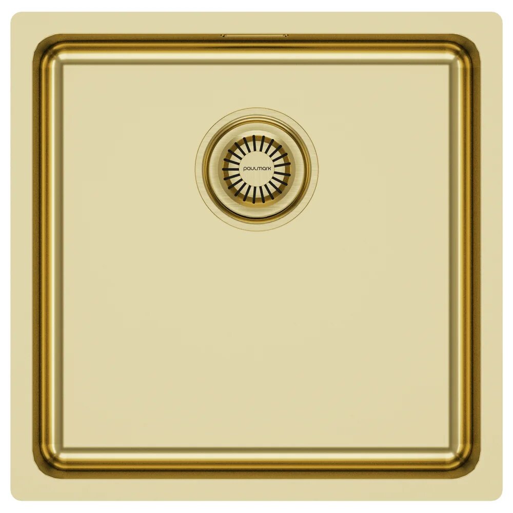 Мойка кухонная Paulmark Vista PM304444-LG металлическая, 44x44, мойка для кухни, квадратная, под столешницу, золотая