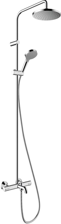 Душевая стойка Hansgrohe Vernis Blend Showerpipe 200 1jet EcoSmart 26079000 со смесителем, термостатическим, хром, глянцевая, с тропическим душем, с изливом, с девиатором, с лейкой, душевая система, л