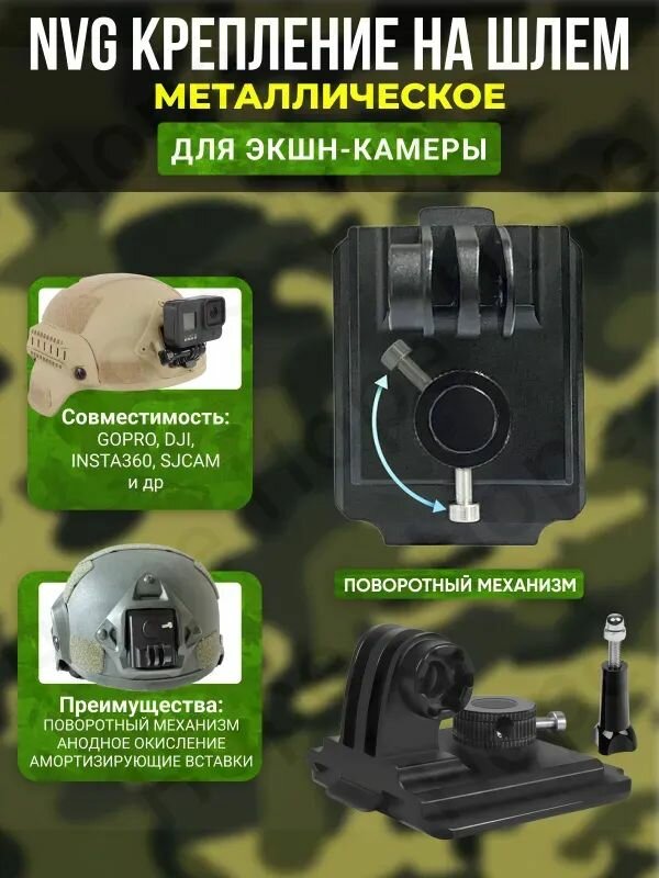 Крепление на шлем металическое для экшн камер NVG