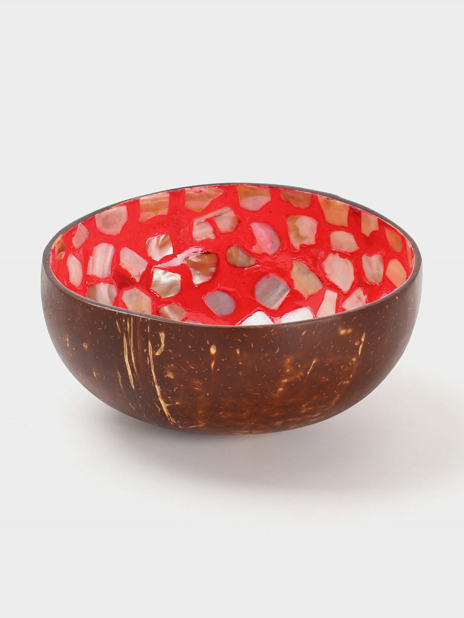Чаша "Пламя", 14x14x6 см, кокос, цвет: коричневый, текстура: гладкая