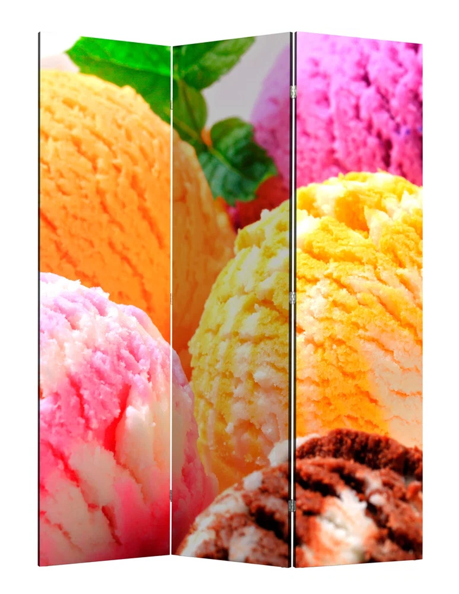 ПВХ ширма перегородка для зонирования Мороженое - 3, размер 177х141/47 см