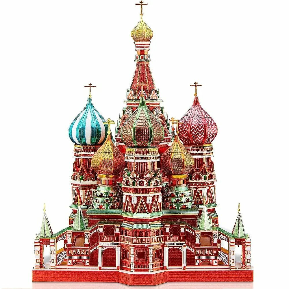 3D Пазлы, конструктор металлический, Архитектурная модель собора Василия Блаженного