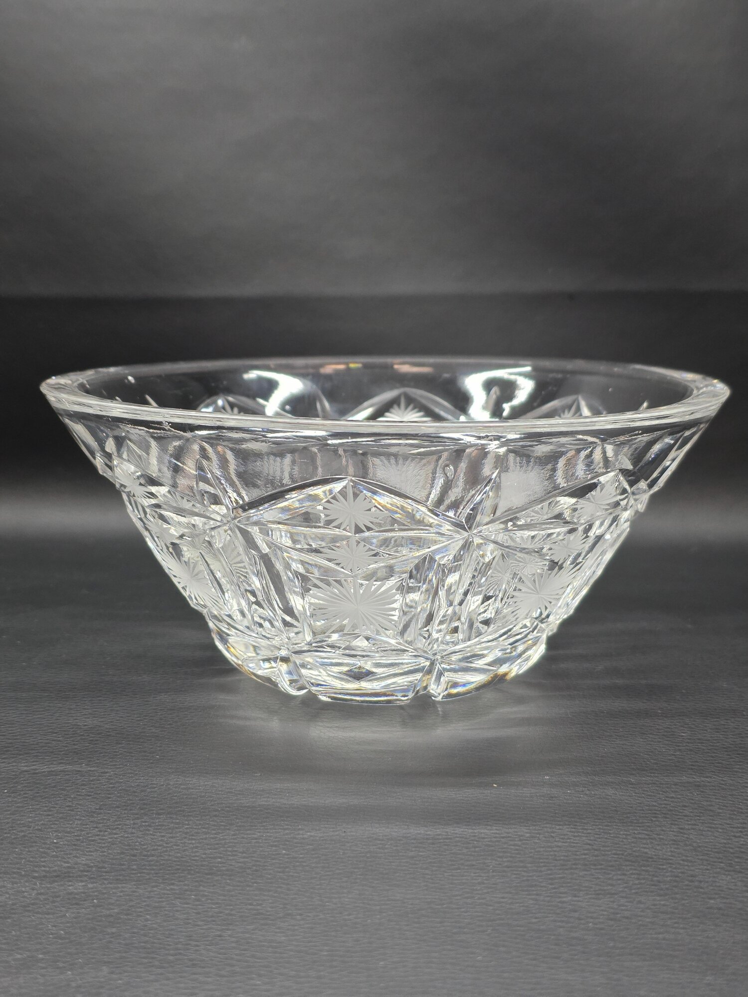 Ваза для конфет конфетница Звёзды алмазная грань СССР хрусталь