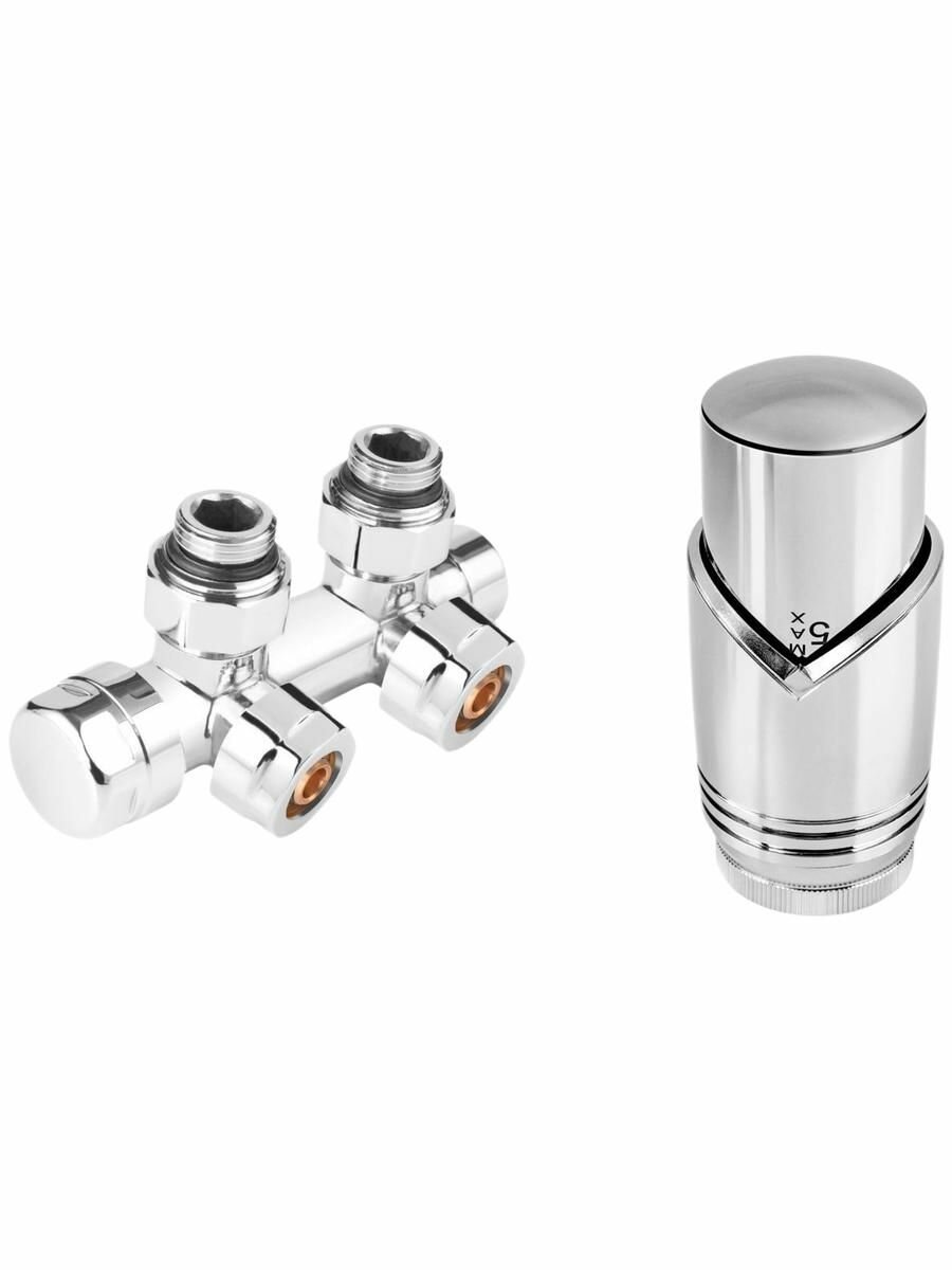 Комплект термостатический интегрированный угловой 1/2" хром