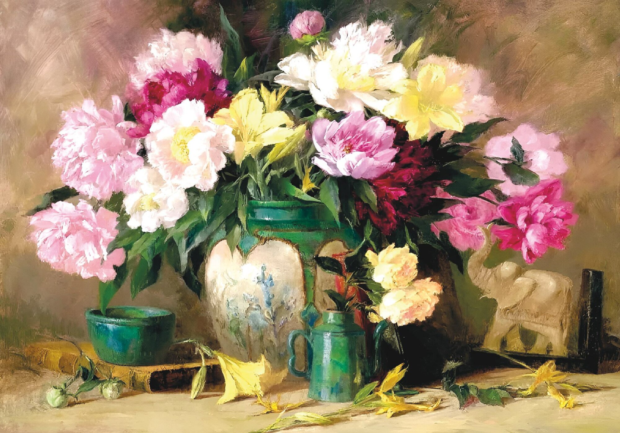 Пазл деревянный "Букет пионов в вазе" 120 деталей ", натюрморт, А4 схема сборки, Пазлбург