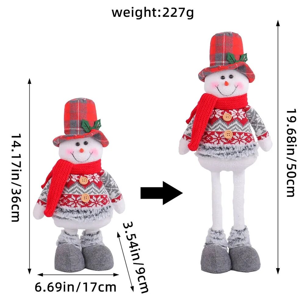 Фигурка декоративная Knitted Hat with Gray Feet Telescopic Snowman Figure, высота 23 см