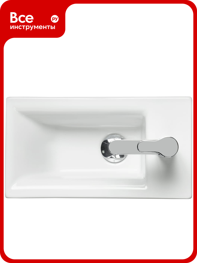 Умывальник Santek Миранда-40, прямоугольная форма, глянцевая поверхность, накладной монтаж для ванной комнаты