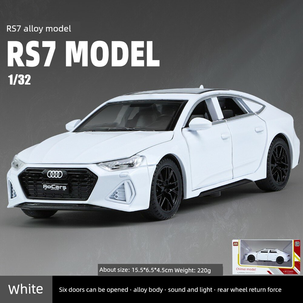 Золотой модель Audi RS7 из сплава, 1/32 масштаб, с рулевым подвесом и отсутствием возврата