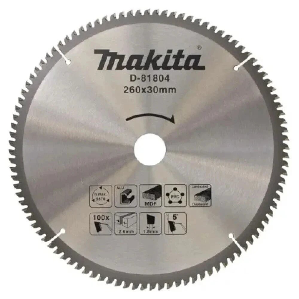 Диск пильный Makita STANDARD 260х30х2.6 мм, 1 шт D-81804