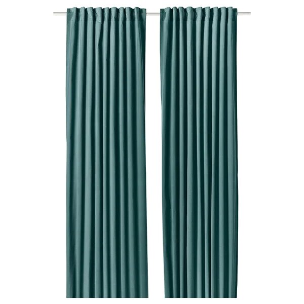 Шторы SANELA, 1 пара, темно-серый-бирюзовый/с шлейфом для подвеса, 140x250 см