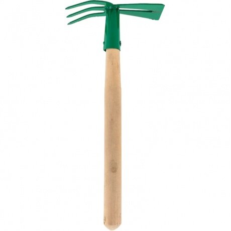 Мотыга-рыхлитель, росток 39627, с деревянной ручкой, лопатка+3 зуба гнутая