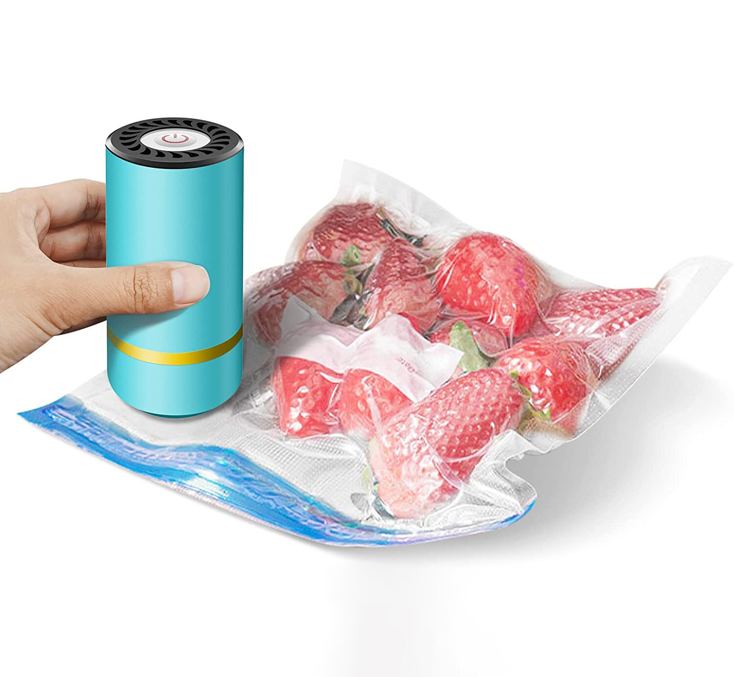 Электрическая вакуум-пакетирующая машина для консервации различных продуктов, синий цвет, система упаковки с вакуумной уплотнением, заряжаемая по USB