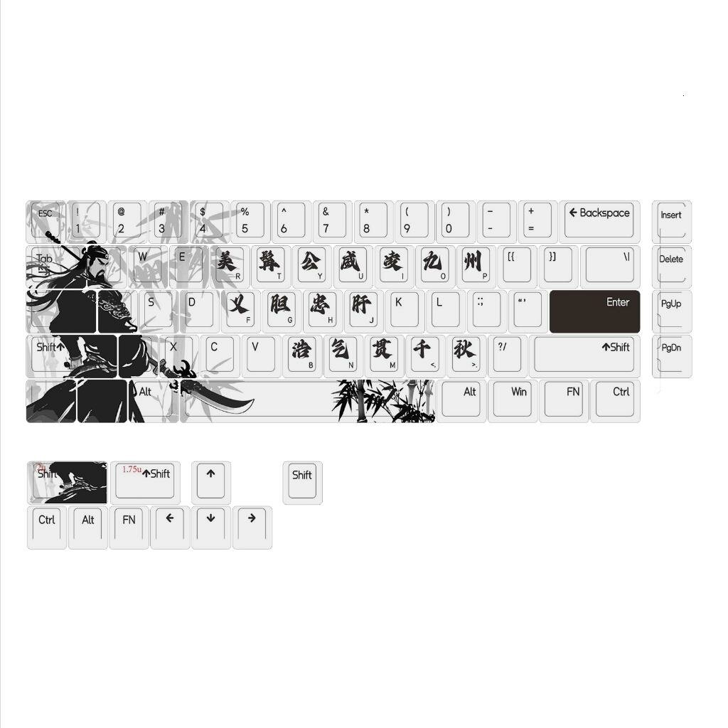 75-клавишные оригинальные кейкапы Guanyu для механических клавиатур, Гуань Юй