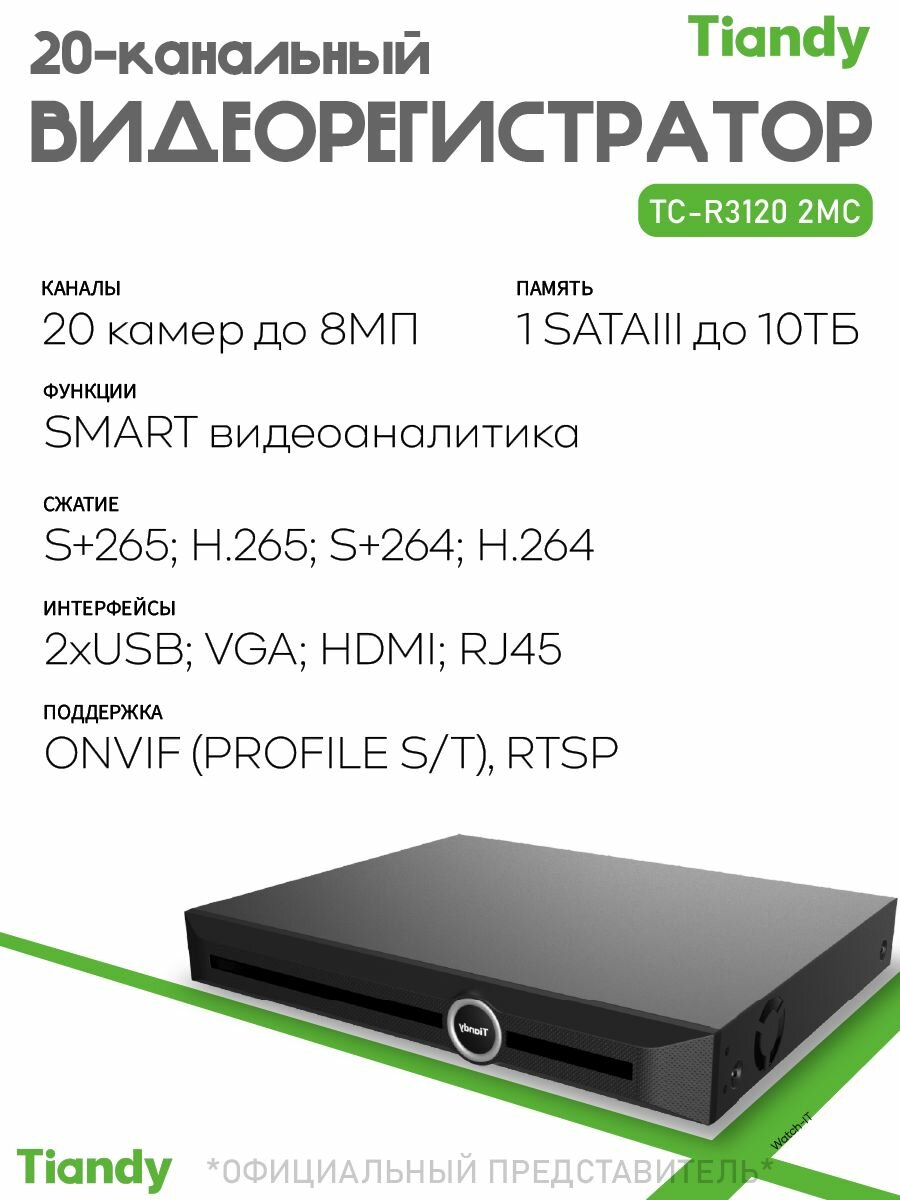 IP видеорегистратор 20-ти канальный TC-R3120 2MC