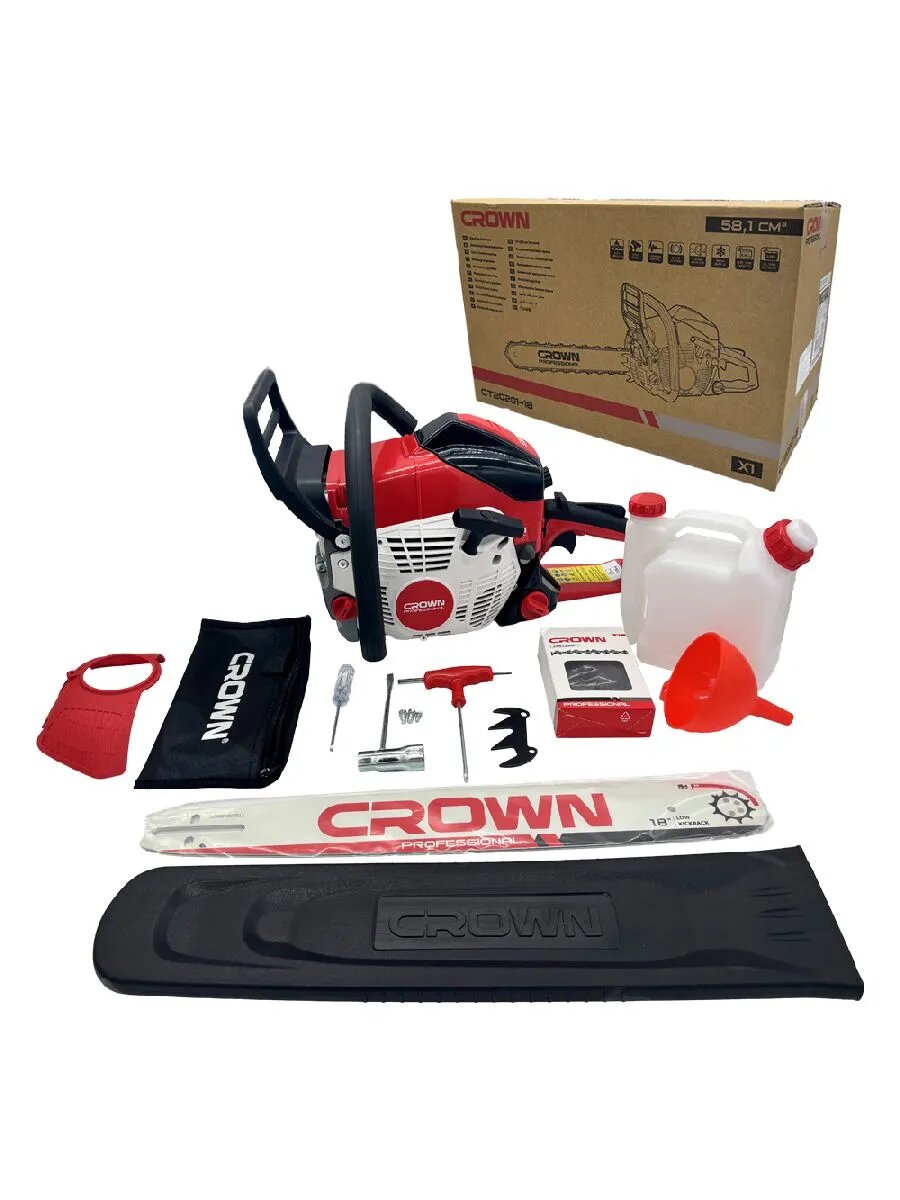 CROWN Пила цепная бензиновая 3000Вт/4.0л. с, CT20201-18