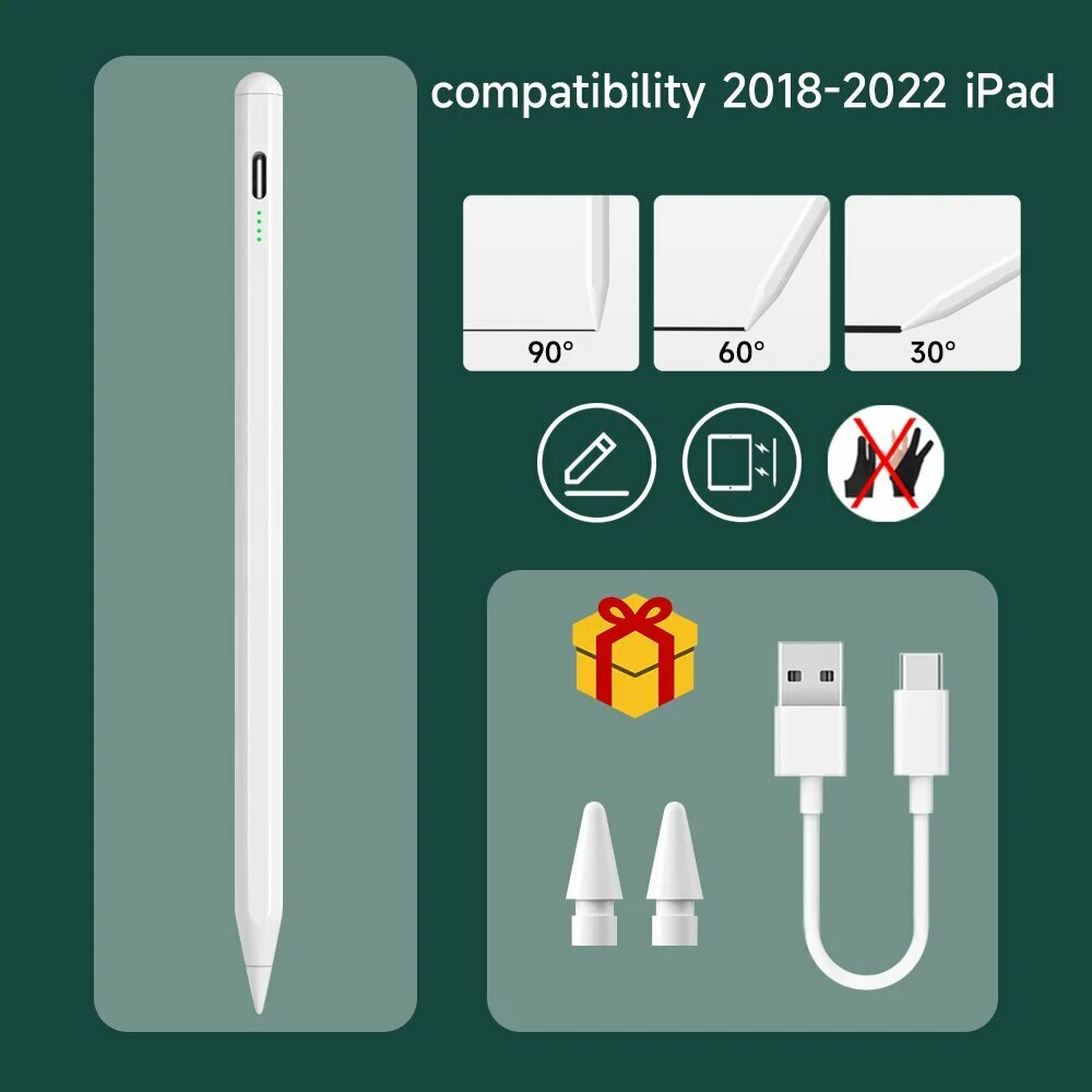 Стилус для iPad 2018-2022 с наклоном, белый