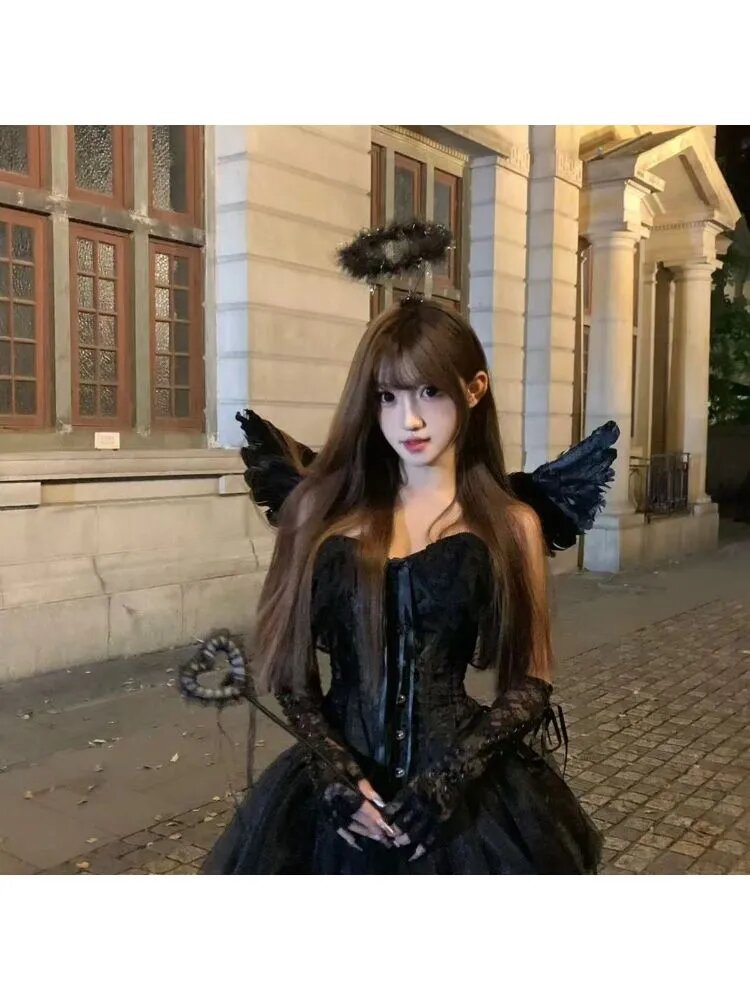 Ободок нимб ангела карнавальный черный