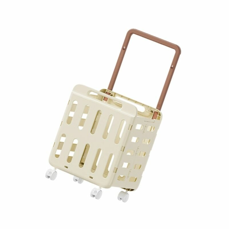 Корзина для грязного белья на полой тележке-кремовый цвет-тележка типа B