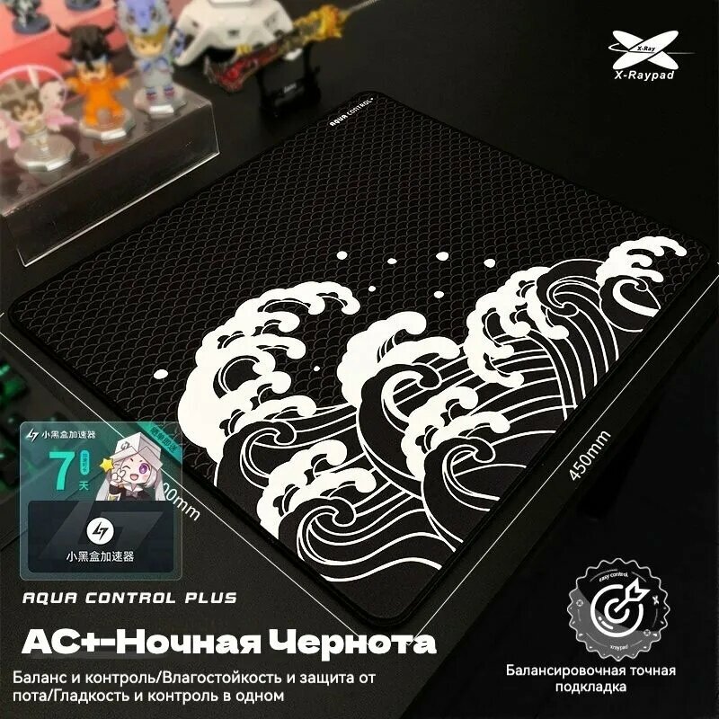 X-raypad Коврик для мышки, L, черный, черный матовый