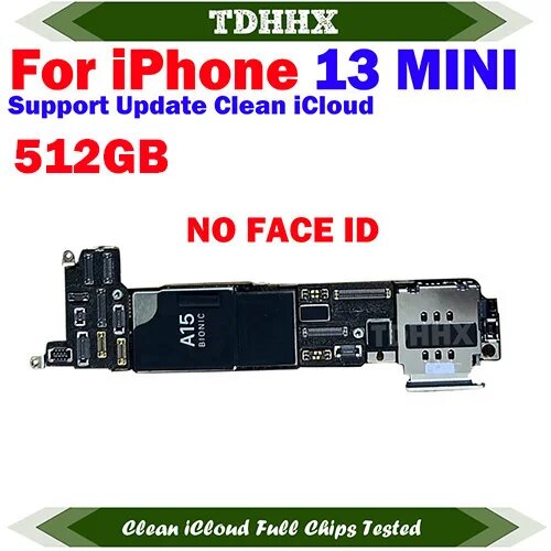 Чистая материнская плата iCloud для iPhone 13 Mini с лицевым идентификатором, материнская плата с полным чипом, протестированная материнская плата, рабочая замена пластины 13Mini
