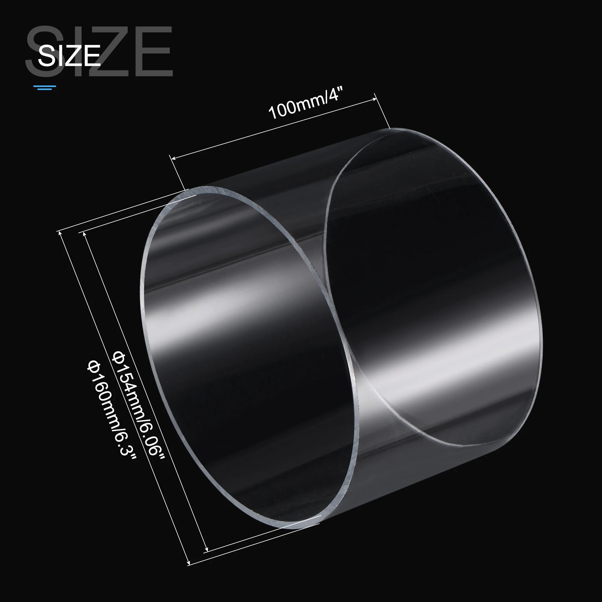 Прозрачная акриловая трубка 100 мм 154mm ID 160mm OD