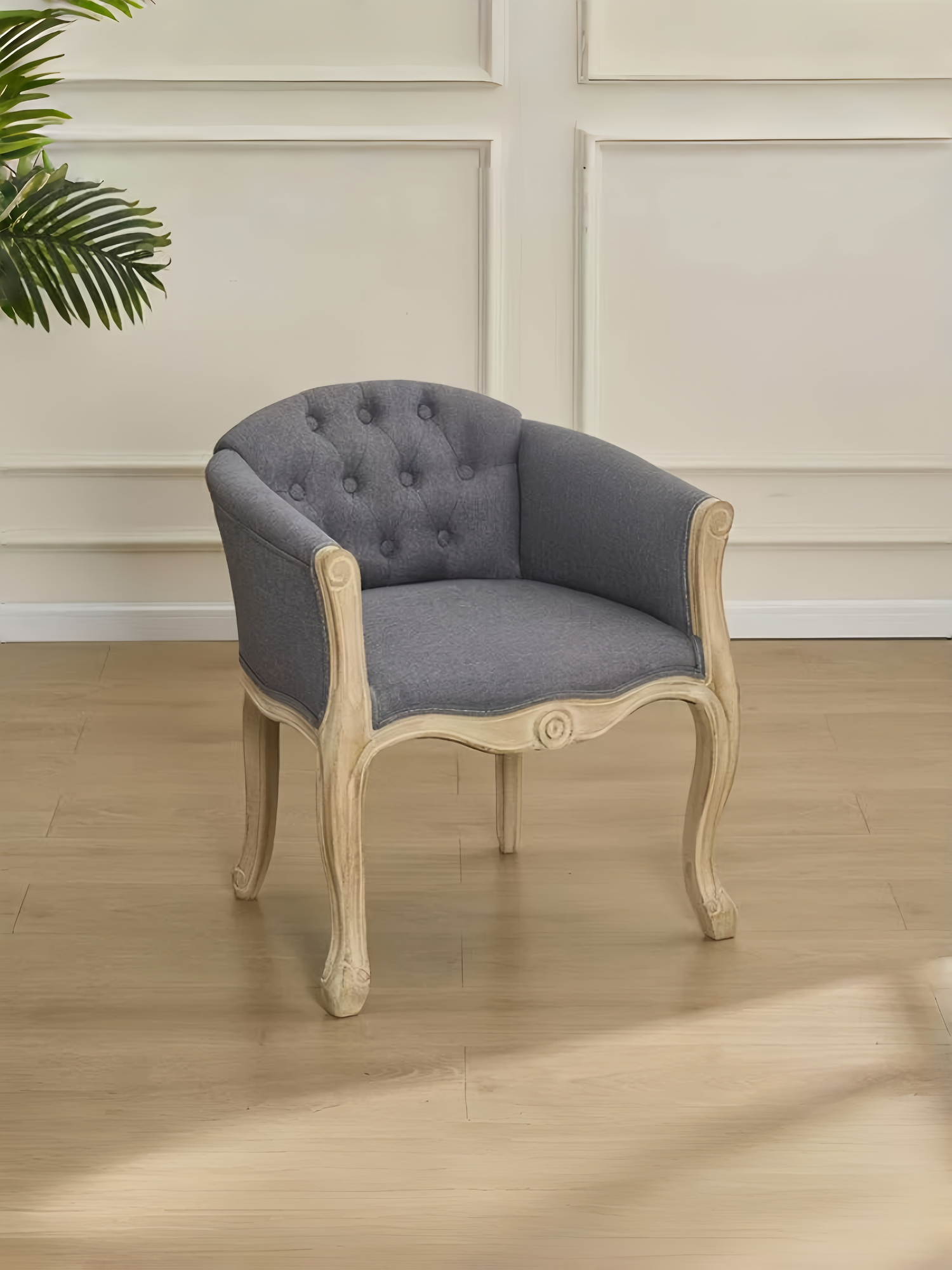 Кресло , с подлокотниками, деревянное, обивка бархат, цвет graphite