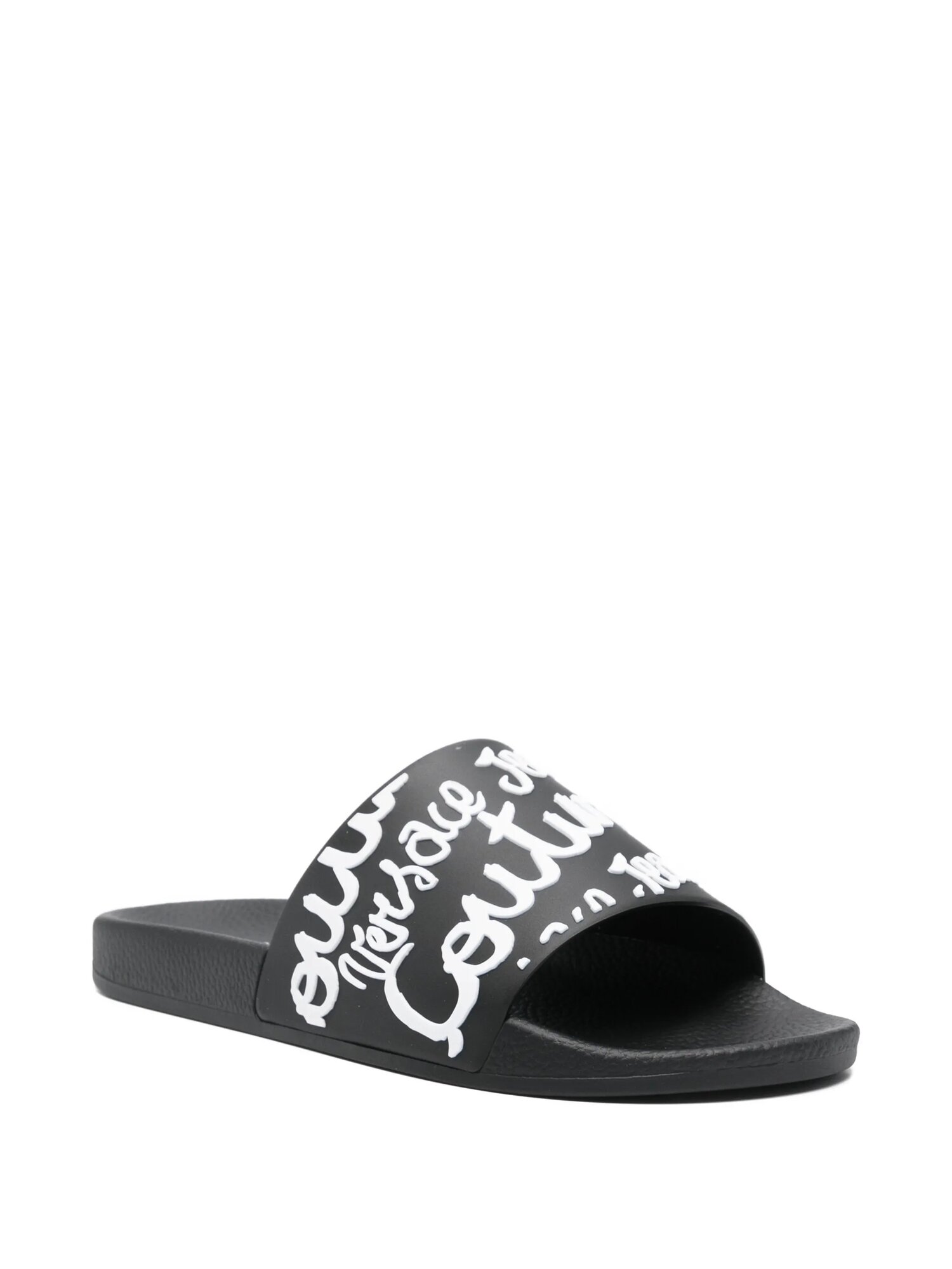Шлёпанцы Versace Jeans Couture Printed slides, размер 37, black/black — фото 1