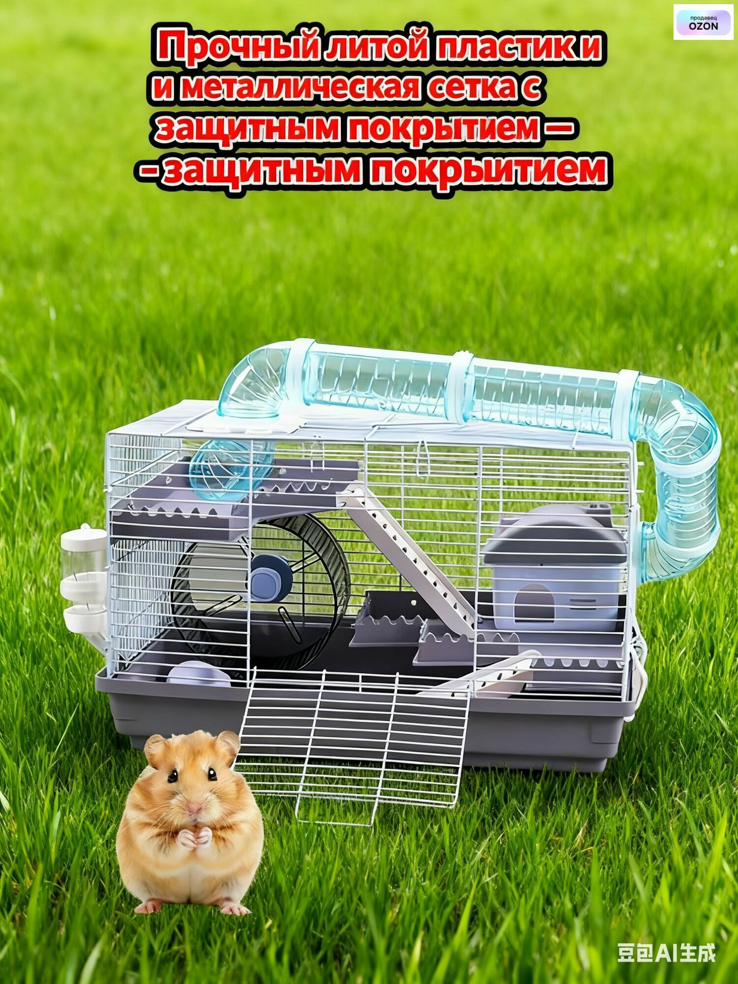 Клетка для хомяка двухэтажная большая, для сирийского и джунгарского хомяка