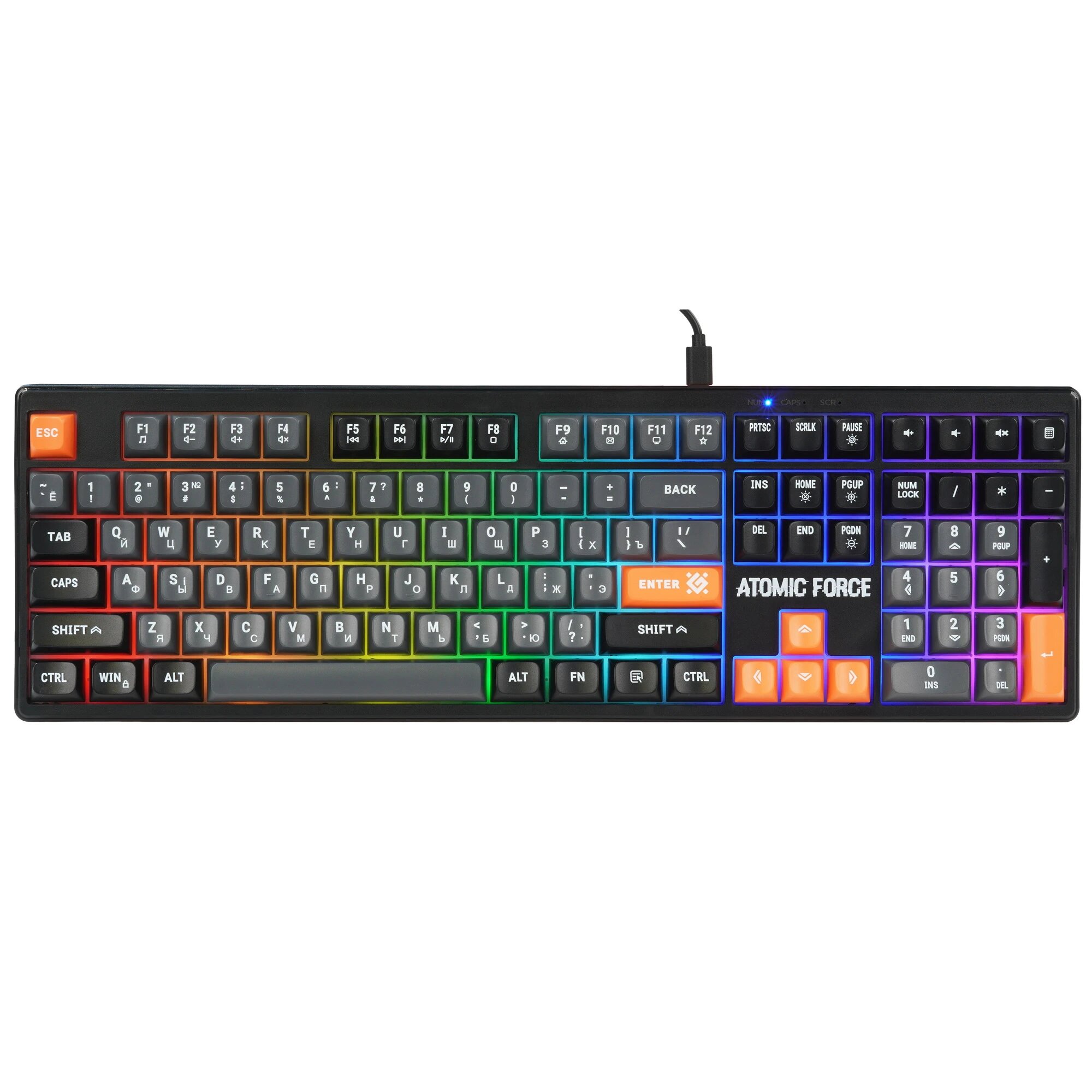 Игровая клавиатура DEFENDER Atomic Force GK-005 RU, проводная, с подсветкой
