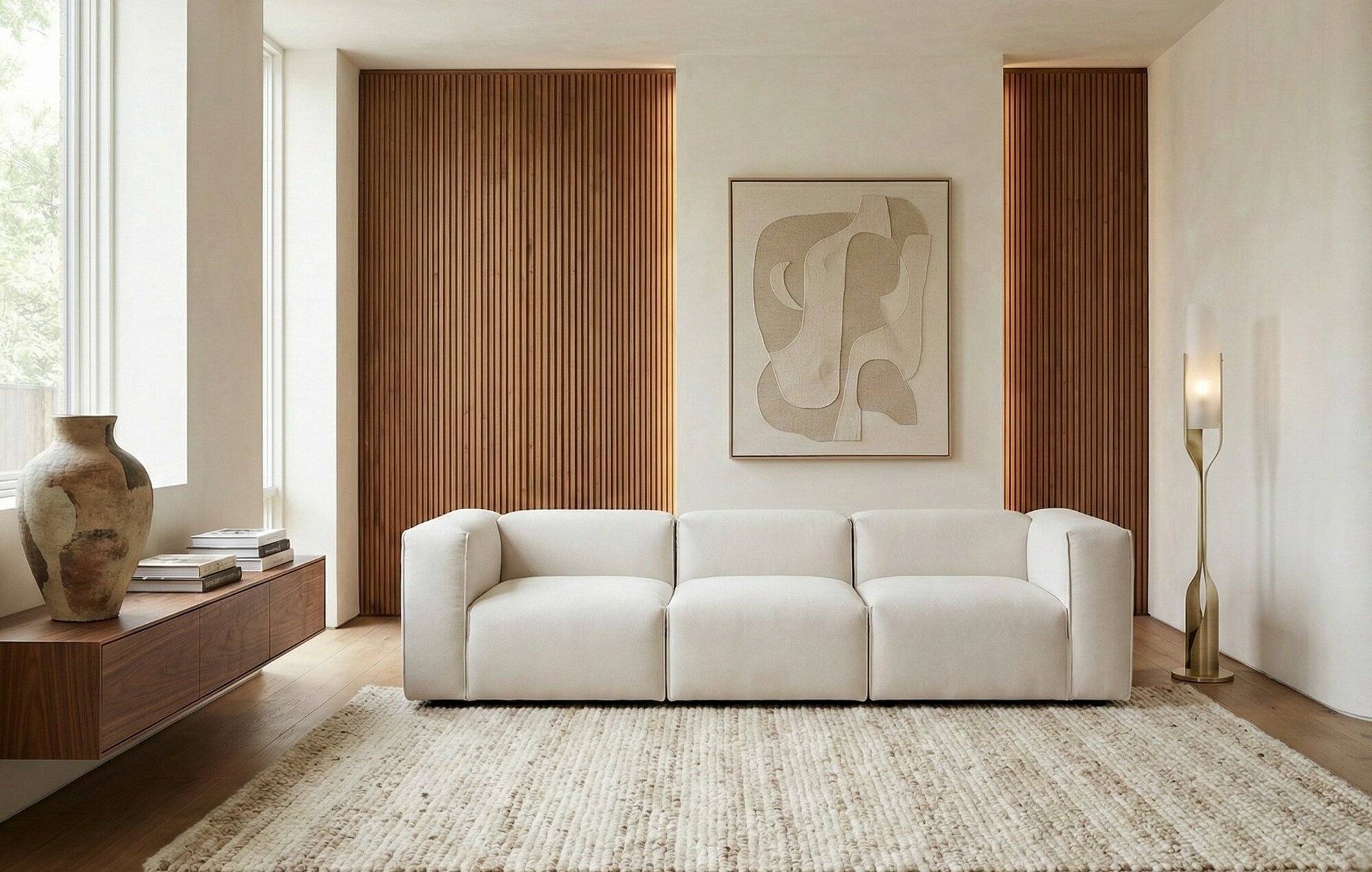 Модульный прямой диван «NUVOLO» / «нуволо» (CINNO CILLINI), memory foam, водоотталкивающий, белый бархат