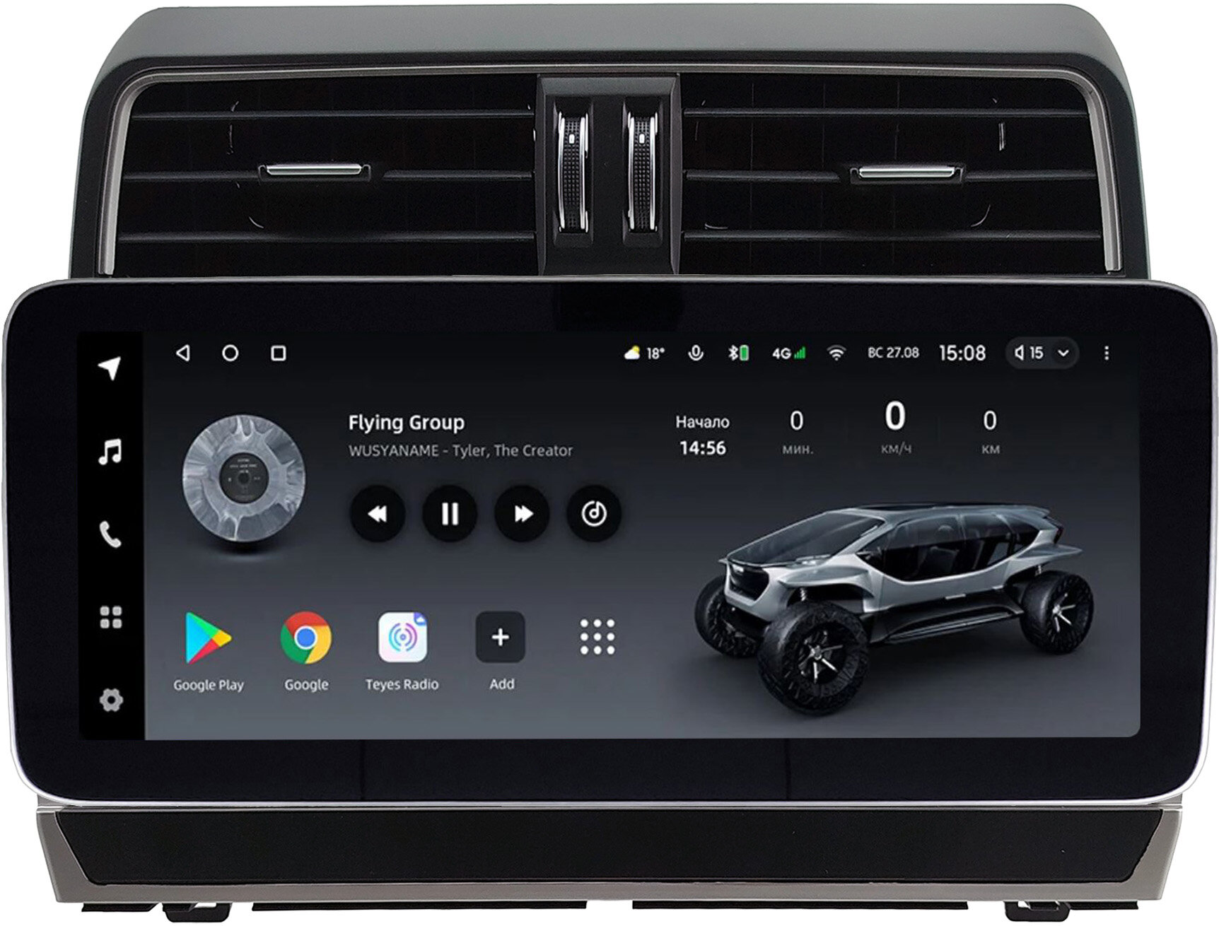 Штатная магнитола Toyota Land Cruiser Prado 150 2017-2024 12.3 дюйма Teyes LUX ONE (Round Corner) 6/128 RM-0636 Android 10 (4G-SIM, 6/128, DSP, QLed)