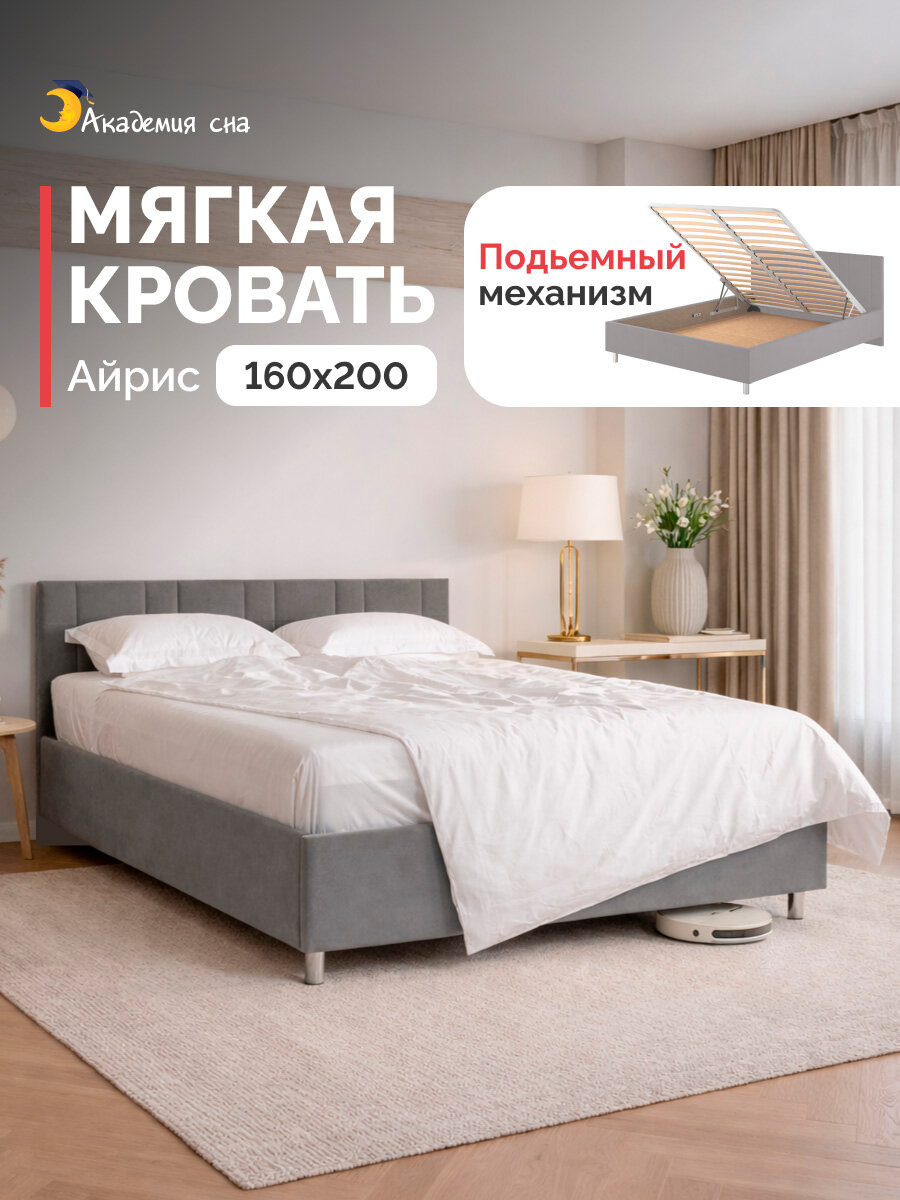 Кровать 160х200 с подъемным механизмом двуспальная Академия сна Айрис Тк. Dumont 24
