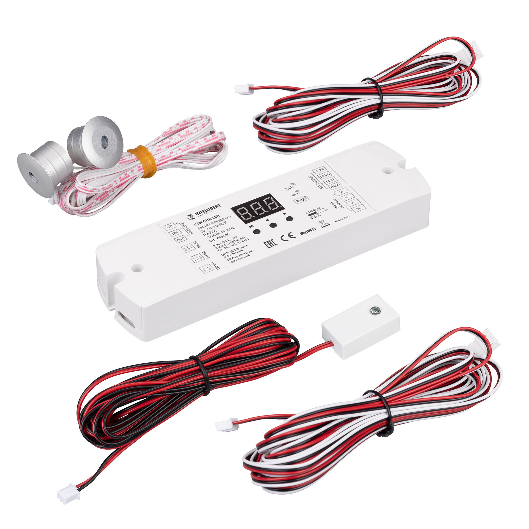 Лампы светодиодные Arlight INTELLIGENT ARLIGHT Контроллер лестничный SMART-SPI-302-82-2G-SH-PS-SUF (12-24V, TUYA Wi-Fi, 2.4G) (IARL, IP20 Пластик, 5 лет)