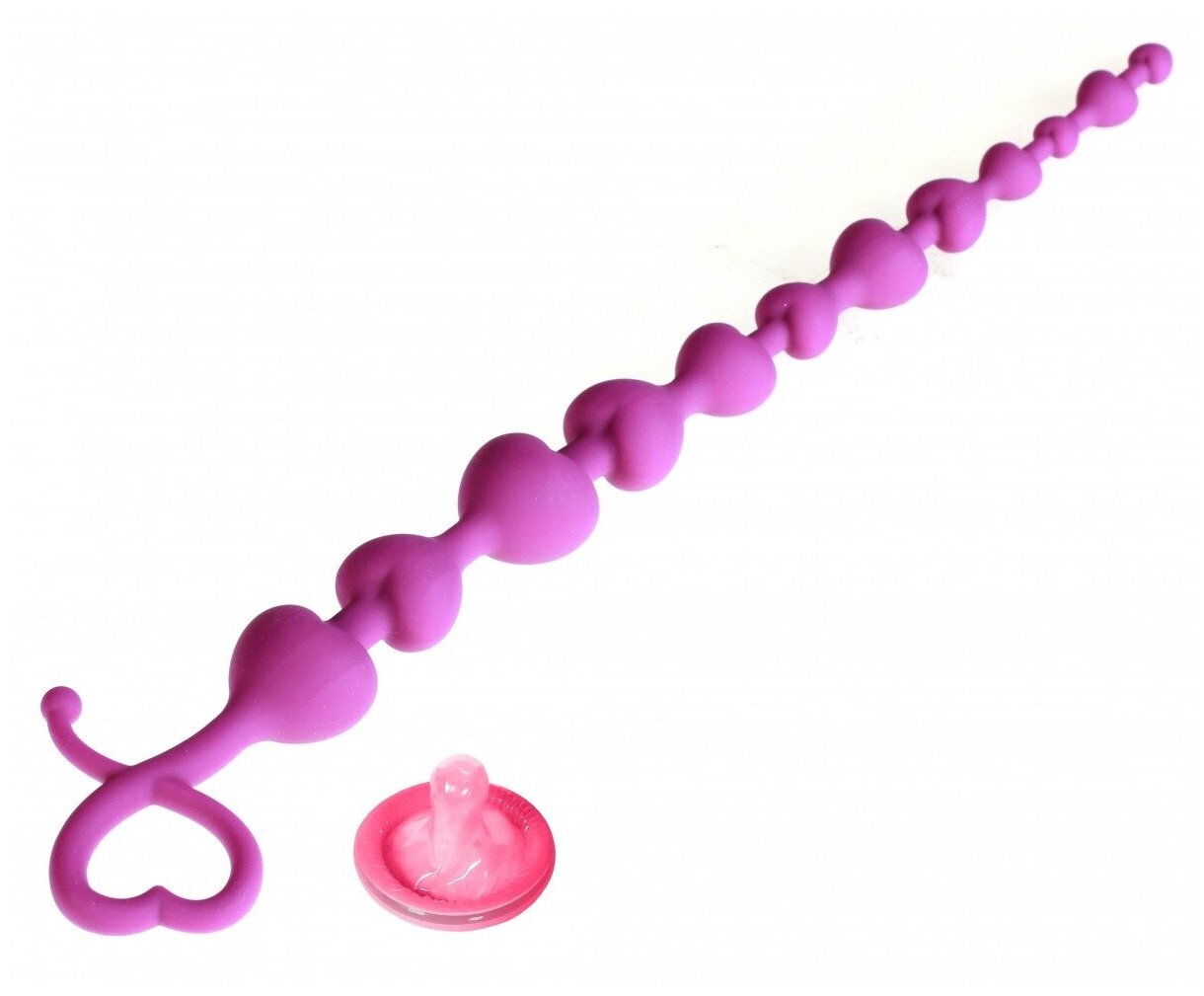 Фиолетовая анальная цепочка с ограничителем - 28 см. Bior toys