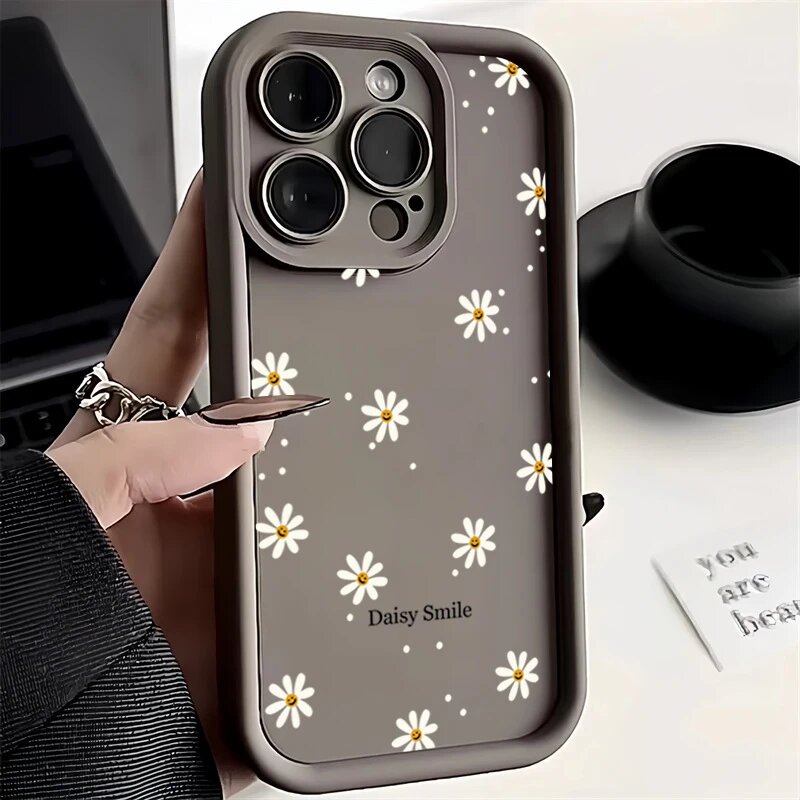 Чехол для iPhone 14 Pro, матовый, ромашки, цвет 5