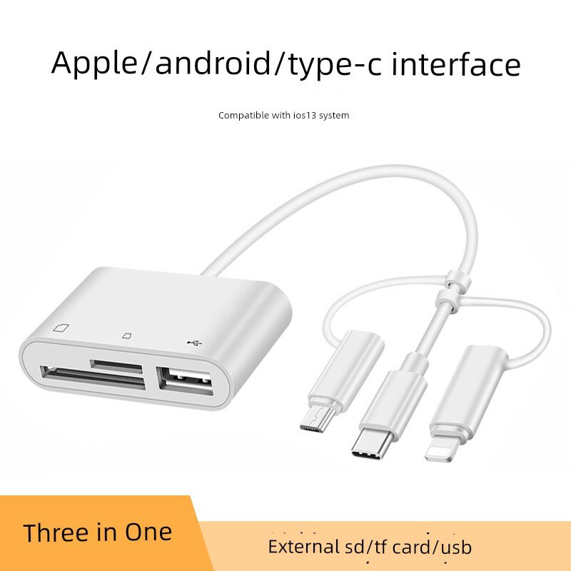Универсальный кардридер USB3.0 высокой скорости для карт CF, Sony MS, SD/TF, подходит для камер Huawei typec, три в